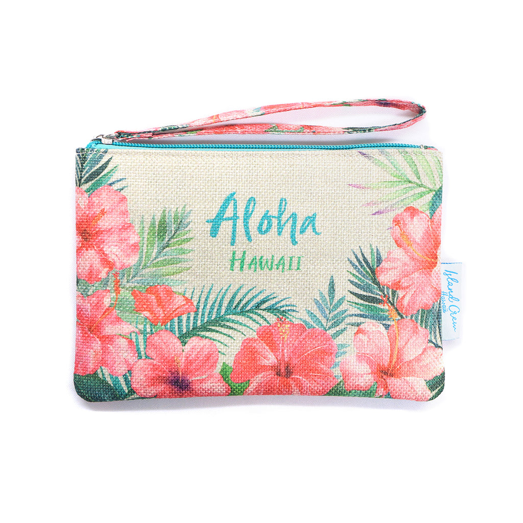 WOVEN POUCH - HIBISCUS BLOOM – Aloha Ave Store - Made with Aloha